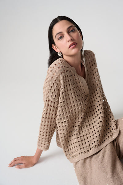 Joseph Ribkoff Cotton Blend Open Stitch Boxy Sweater Style 261925 ...